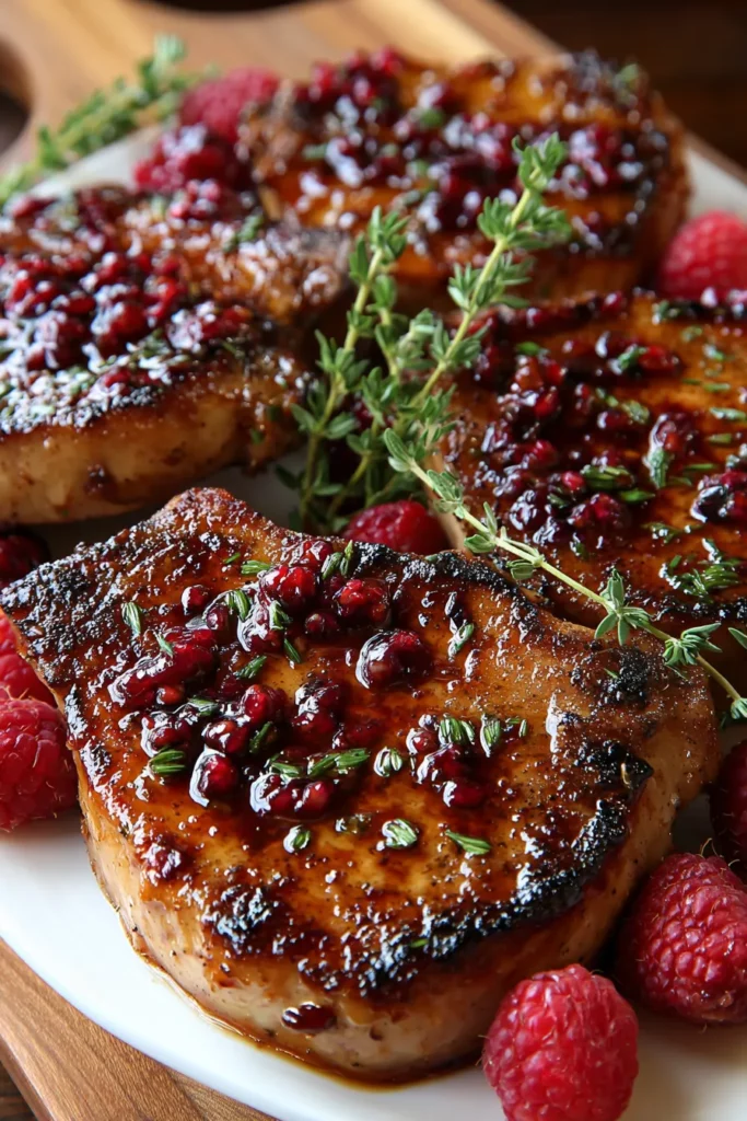 Raspberry Balsamic Glazed Pork Chops – Food Blog Recipe