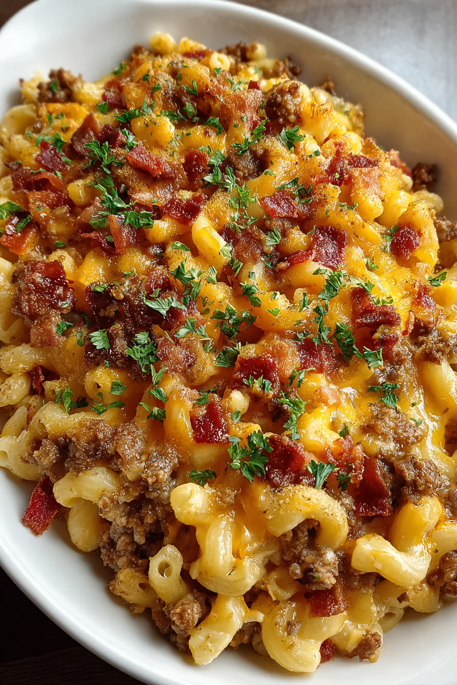 BBQ Bacon Cheeseburger Mac ‘n’ Cheese Casserole – Food Blog Recipe